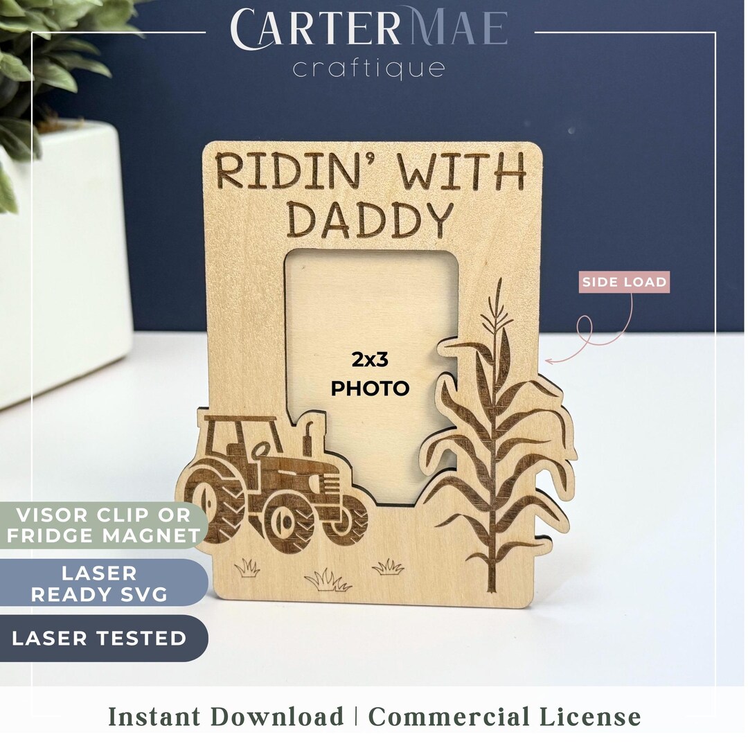 SVG Laser File - Ridin' With Daddy Father’s Day Photo Frame | Visor ...