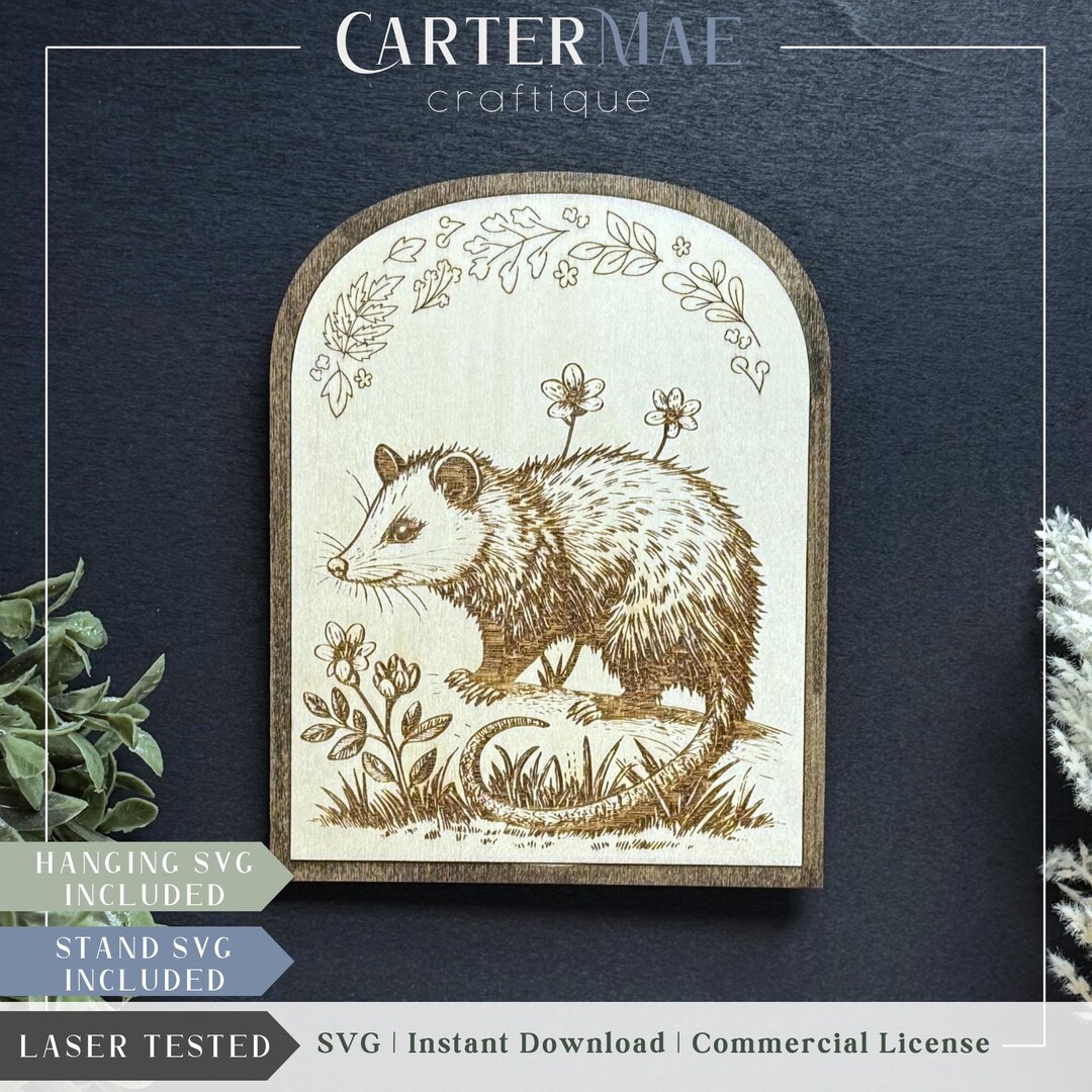 Vintage Opossum Decor | Wall Art or Stand-up Photo Frame Display ...