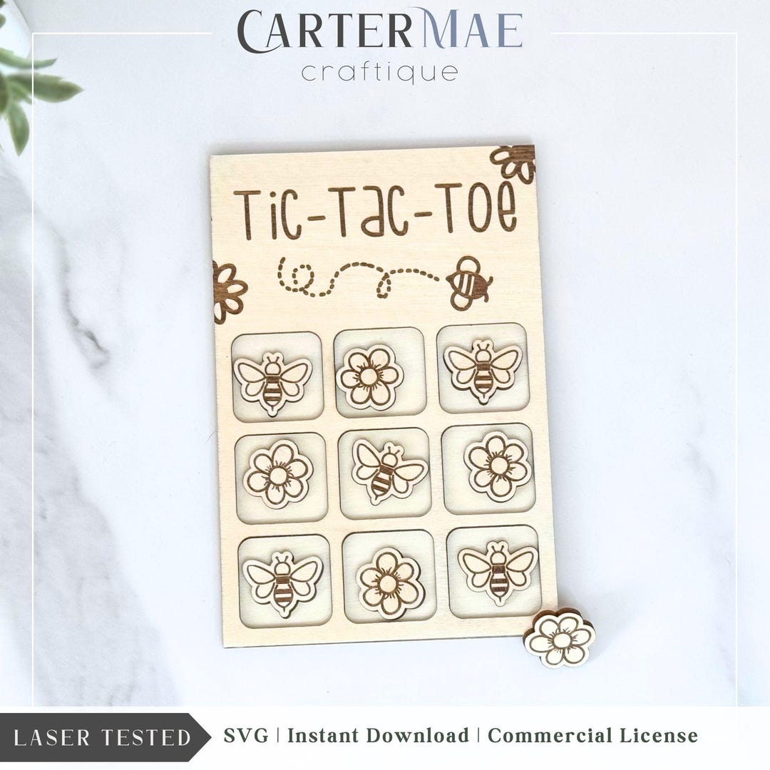 Bee Vs Flower Tic-tac-toe SVG | Laser Cutting Ready Display File | 4"x6 ...