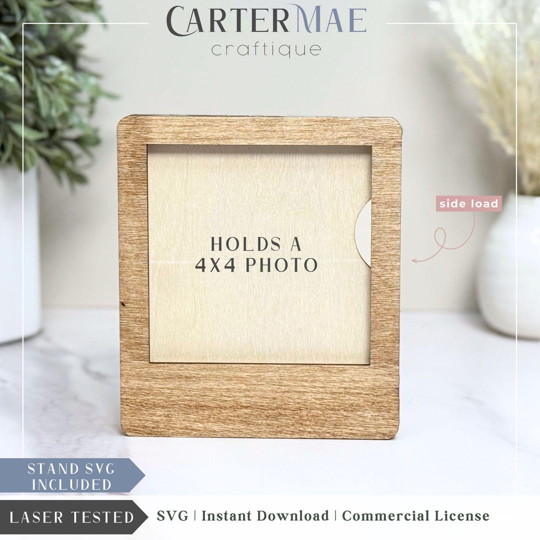 Blank 4x4 Photo Fridge Magnet Side Load With Optional Stand SVG | Laser ...