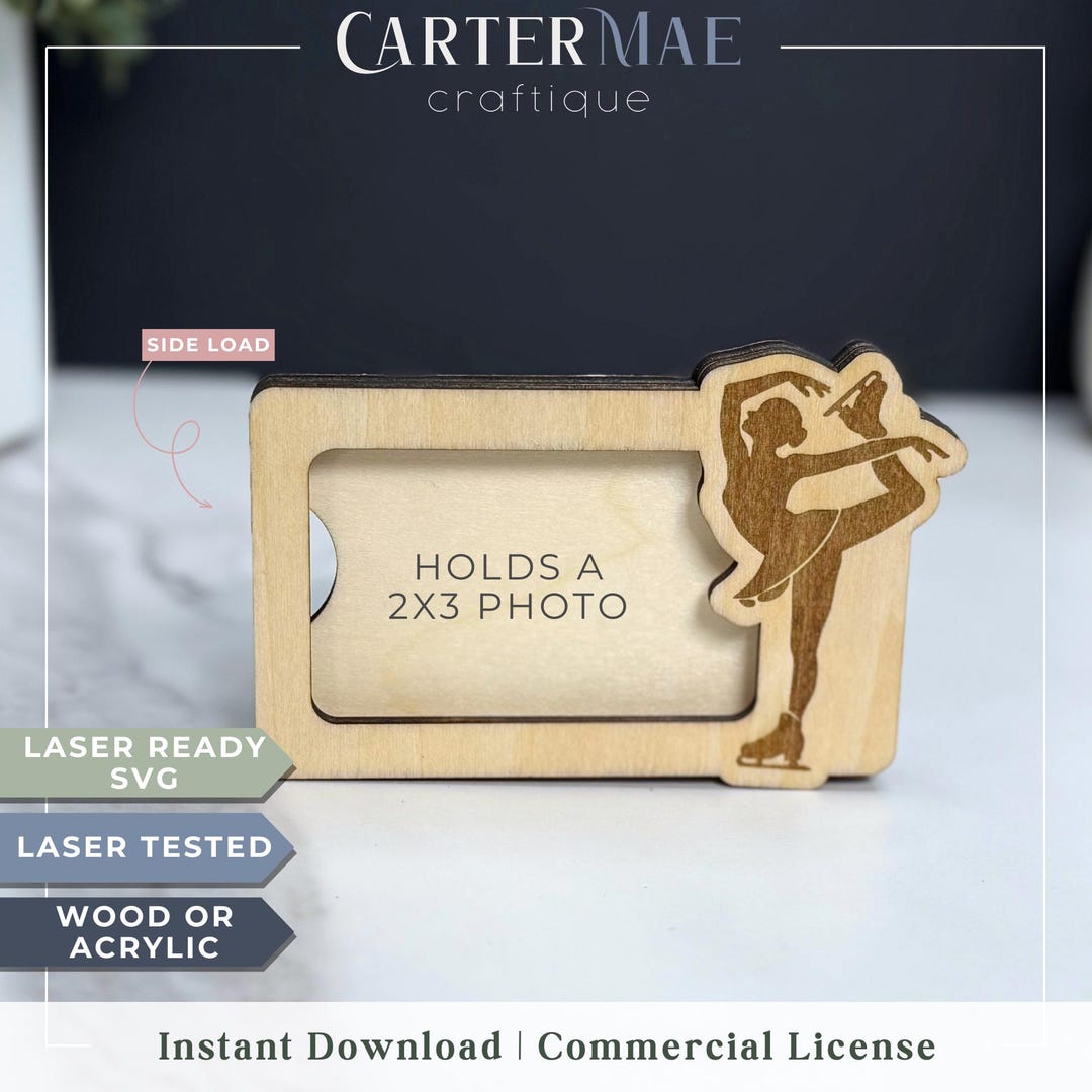 Figure Skating Photo Frame Magnet SVG | Laser Cut File (2x3 Photo) - Etsy