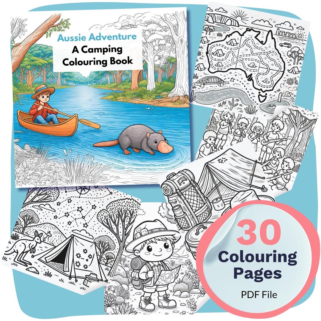 Australian Camping Adventure Colouring Book for Kids | Fun Outback ...
