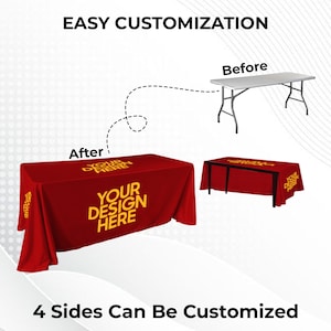 CUSTOM Table Cover Personalized Tablecloth With Your Logo Full Color ...