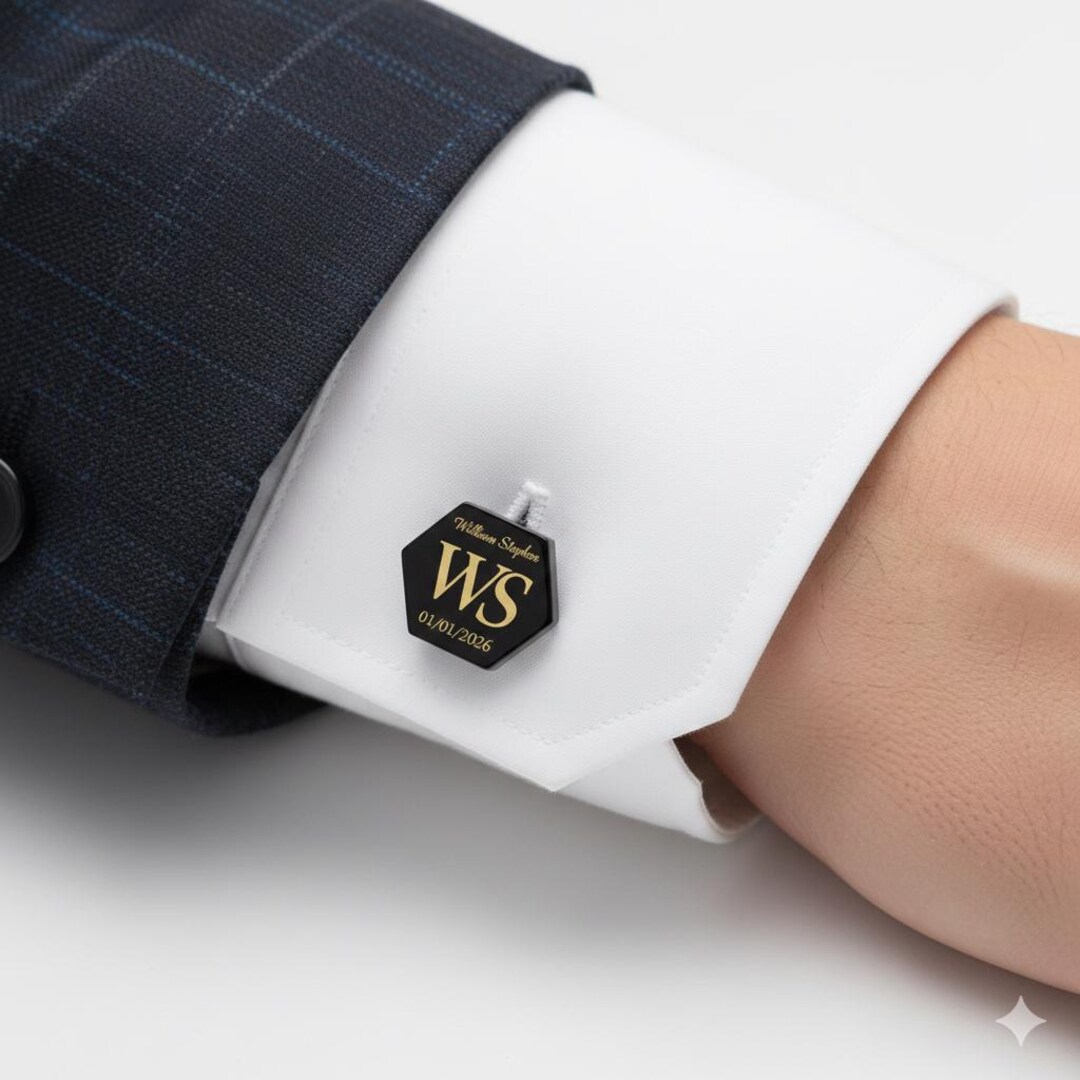 Personalized Sterling Silver Cufflinks, Custom Initials, Engraved ...
