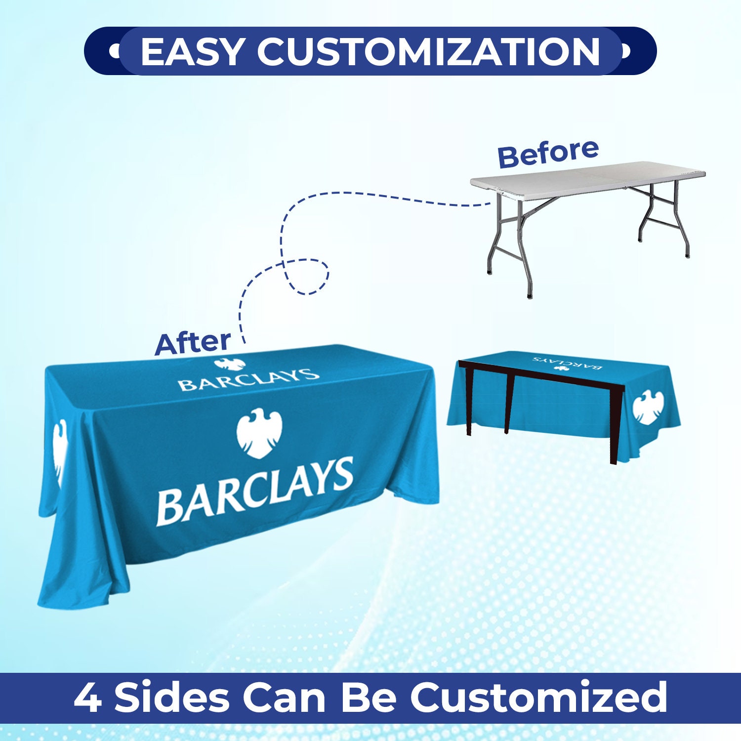 Custom Logo Tablecloth Personalized Table Throw With Your Logo for Trade Show pop up Shop Craft ...