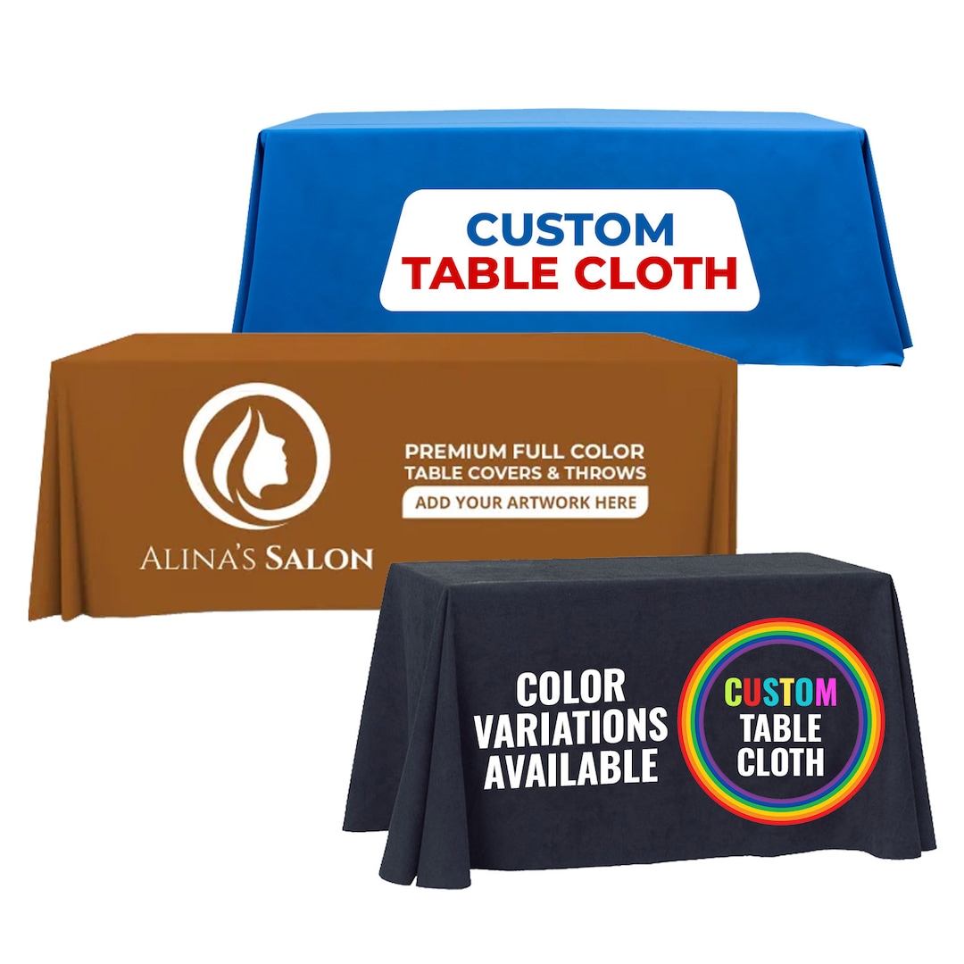 CUSTOM Table Cover Personalized Tablecloth With Your Logo Full Color Imprint for Trade Show Pop ...