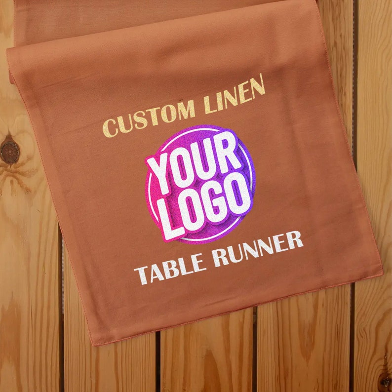 Custom Linen Table Runner, Logo Printed Table Banner - Etsy