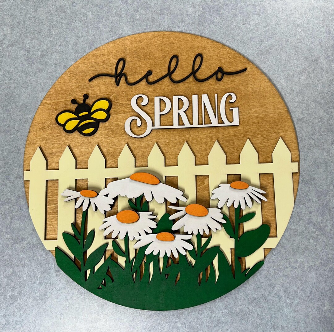 Spring Welcome Sign Hello Spring Door Hanger Spring Porch Decor Happy ...