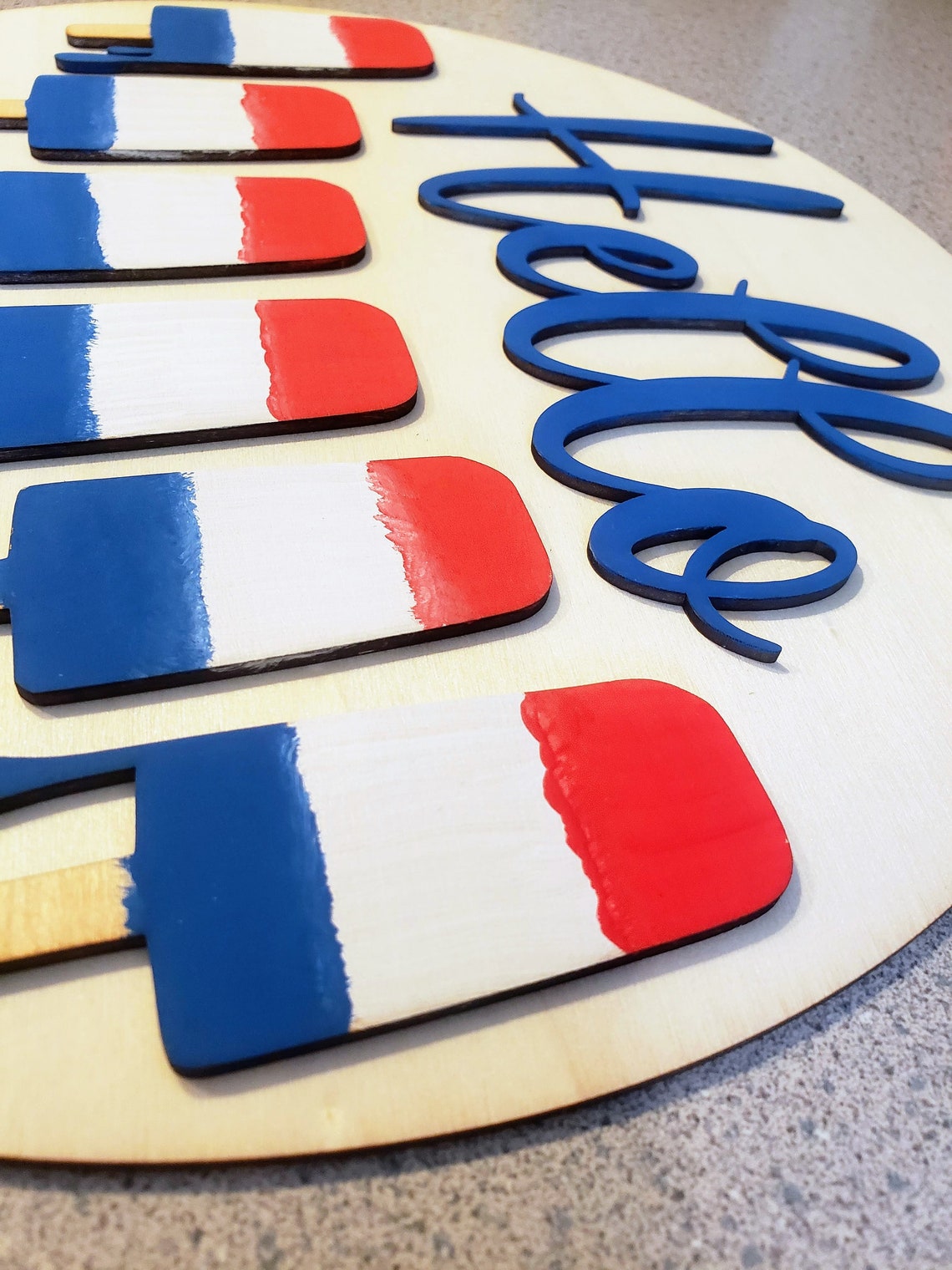 Welcome Sign Hello Summer Popsicle Sign Patriotic Summer Decor Red ...