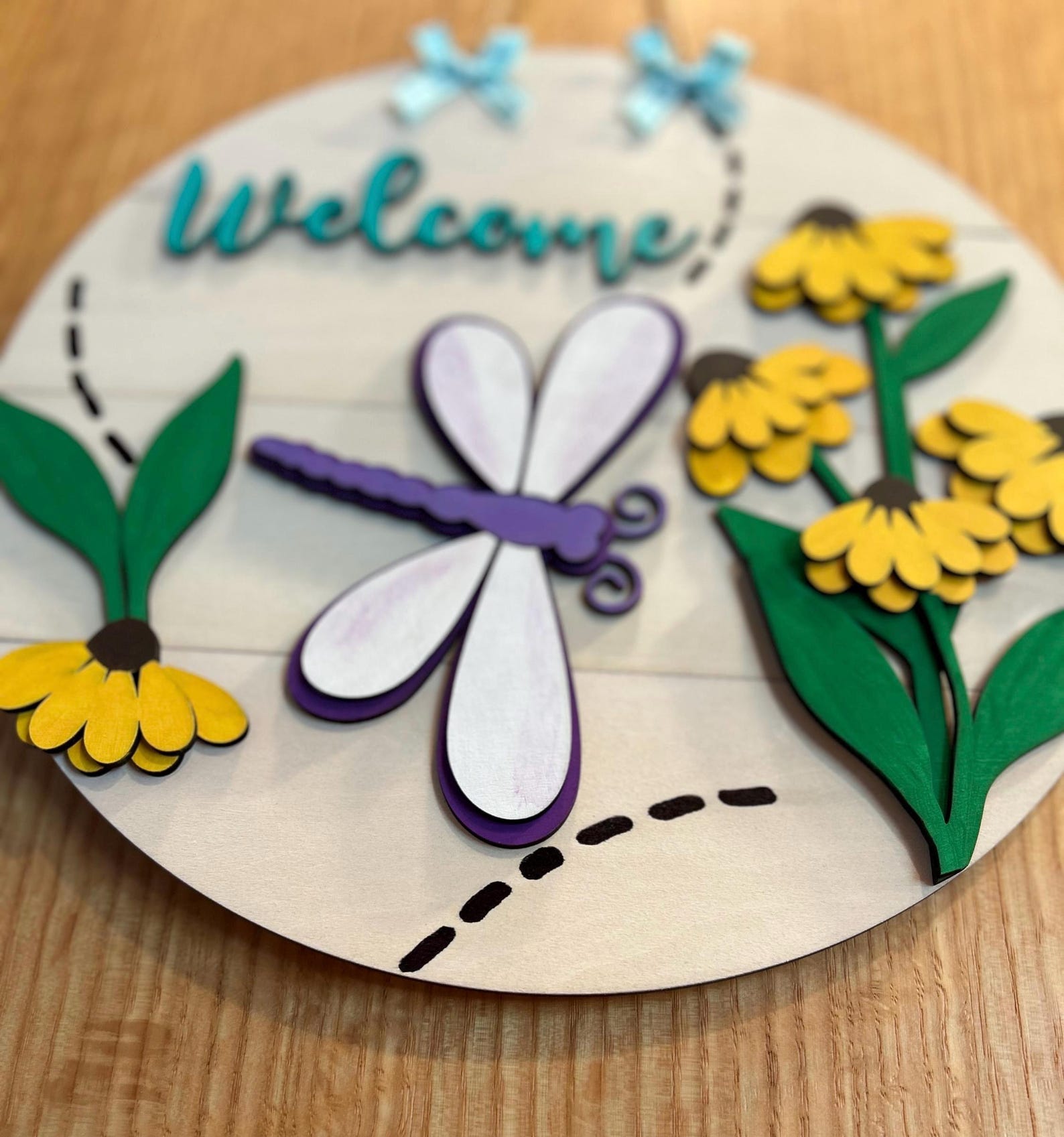 Dragonfly Welcome Sign Spring Door Hanger Summer Porch Decor Summer ...