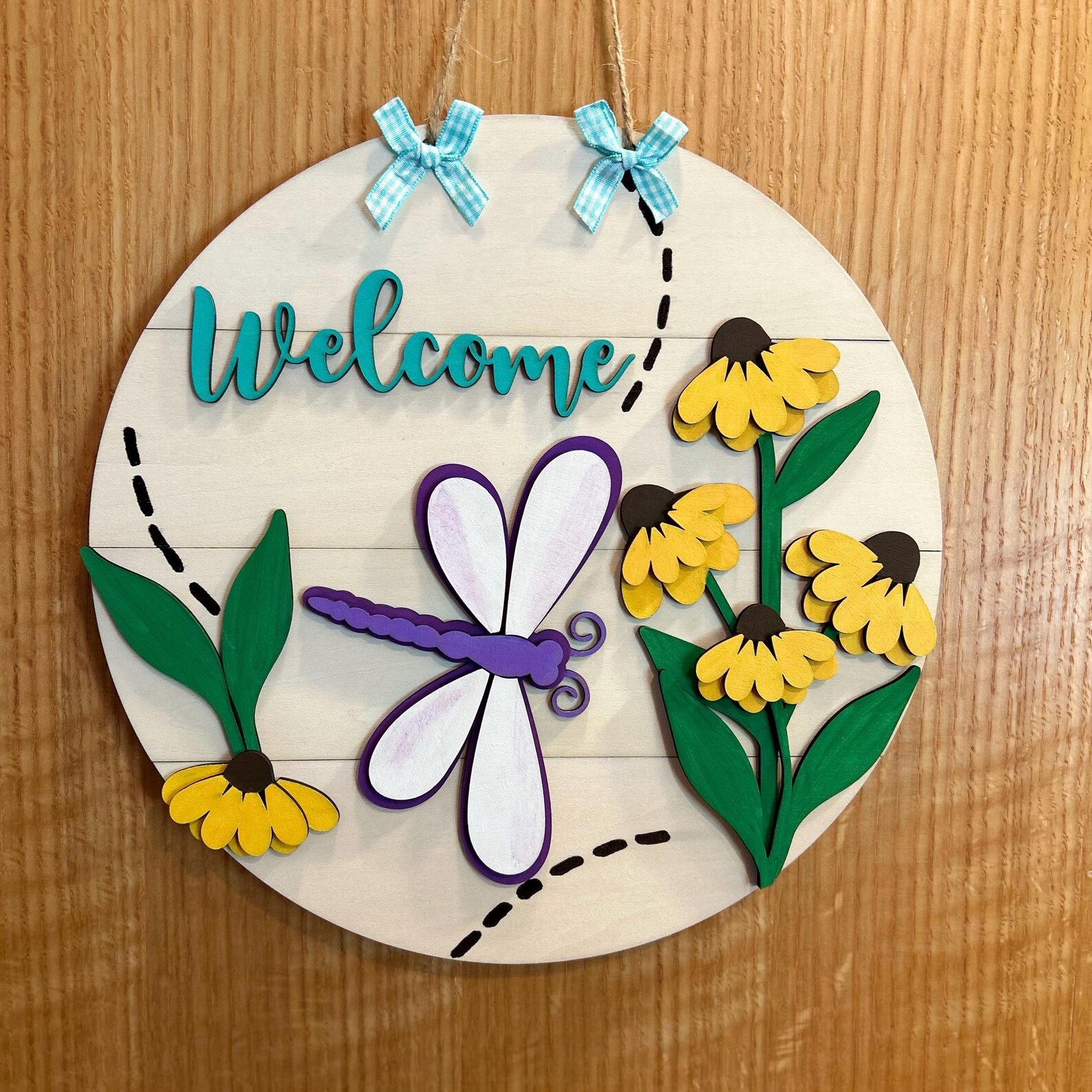 Dragonfly Welcome Sign Spring Door Hanger Summer Porch Decor Summer ...
