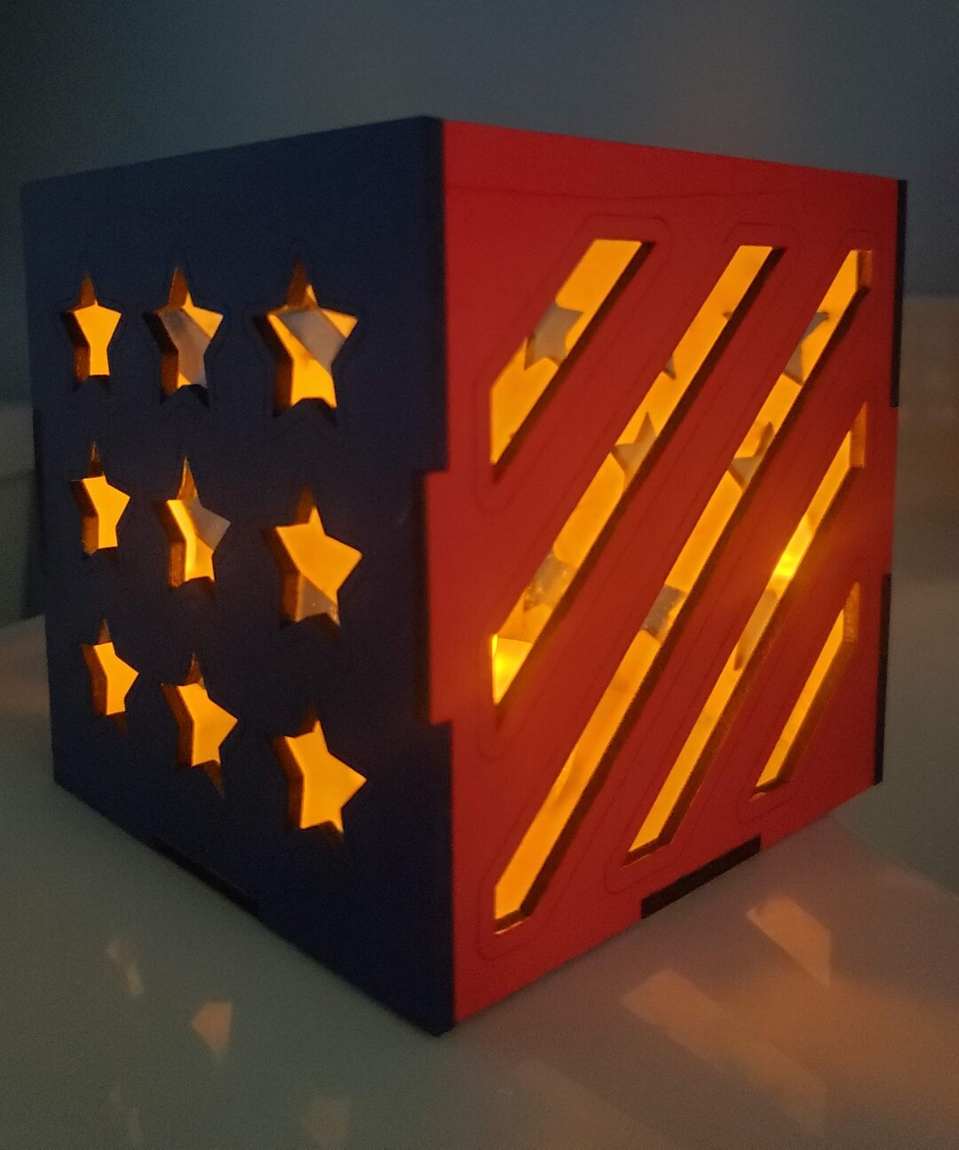 Patriotic Wooden Luminary Box: Stars and Stripes Flameless Lantern - Etsy