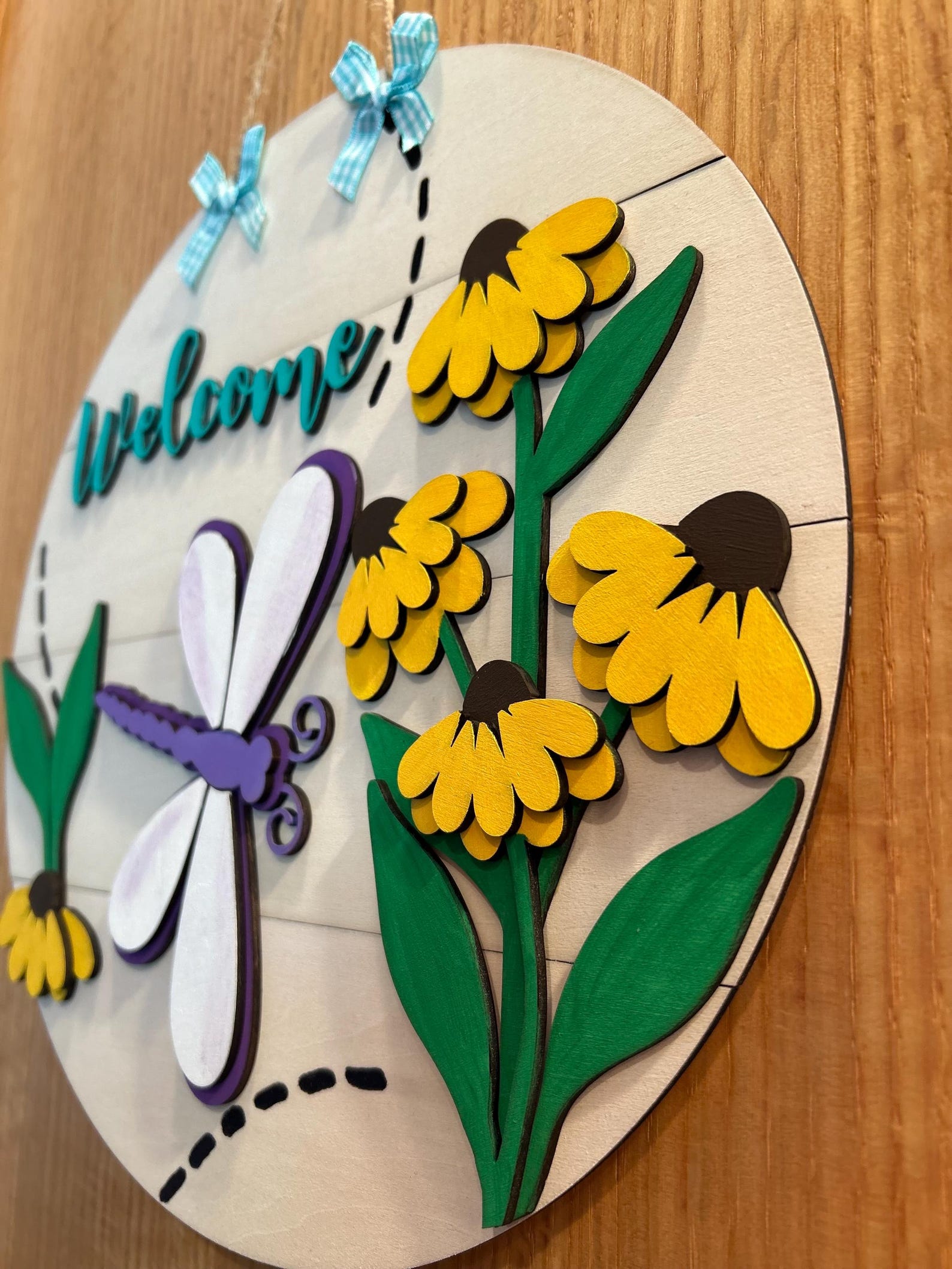 Dragonfly Welcome Sign Spring Door Hanger Summer Porch Decor Summer ...