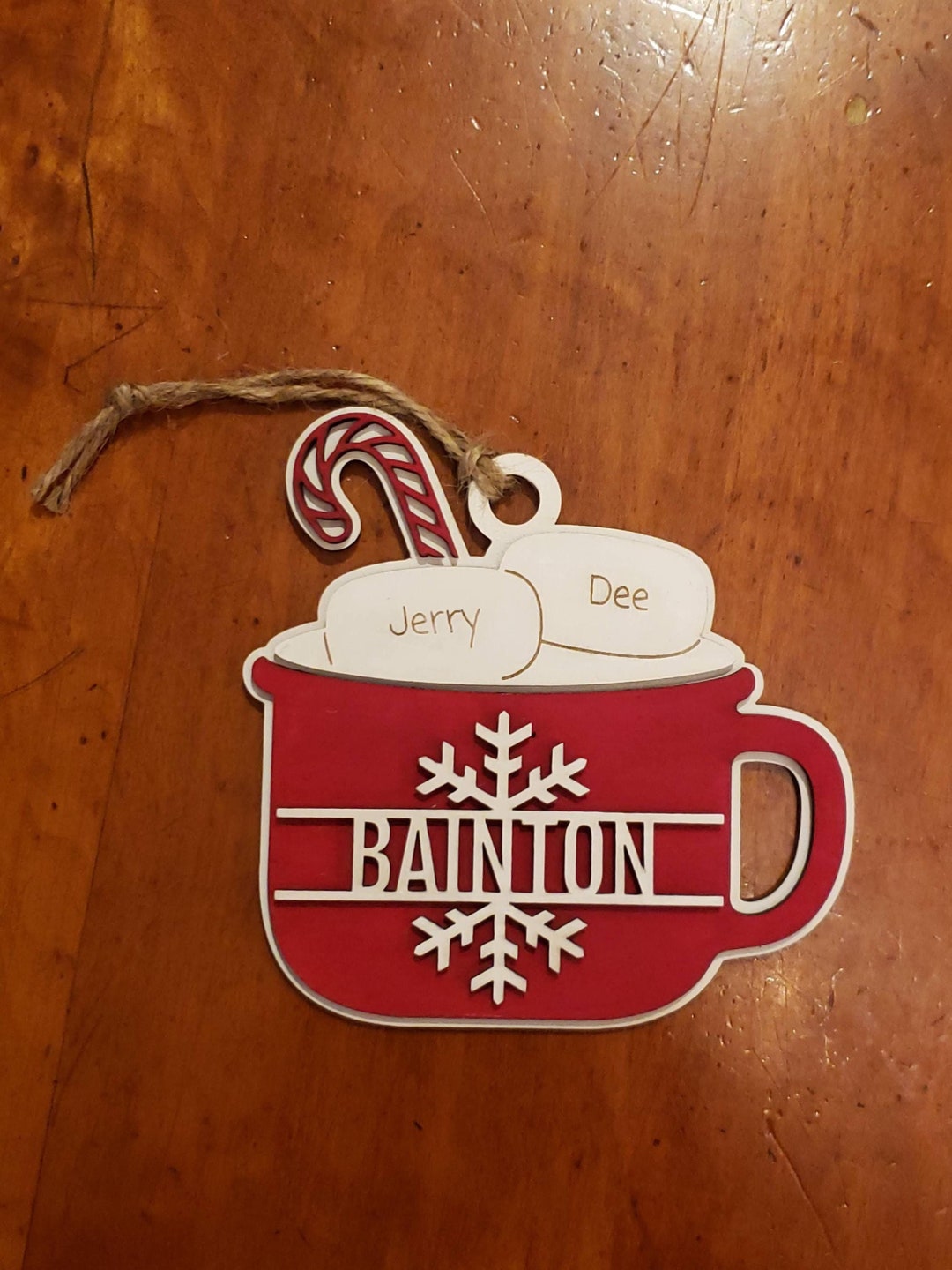 Personalized Hot Cocoa Mug Christmas Ornament: Layered Wood, Laser ...