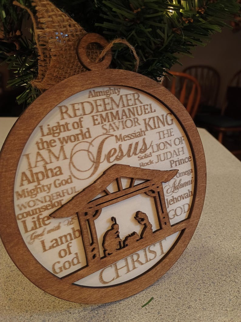 Bulk Nativity Ornament Laser Engraved Names of God Layered Wood ...