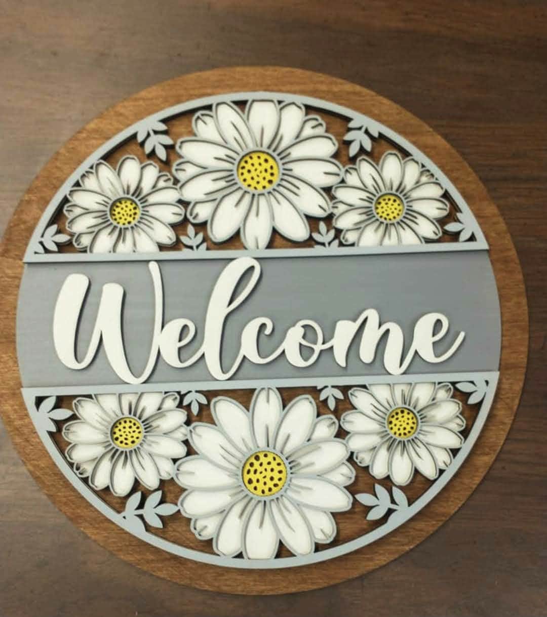 Daisy Welcome Sign: Layered Floral Door Hanger - Etsy