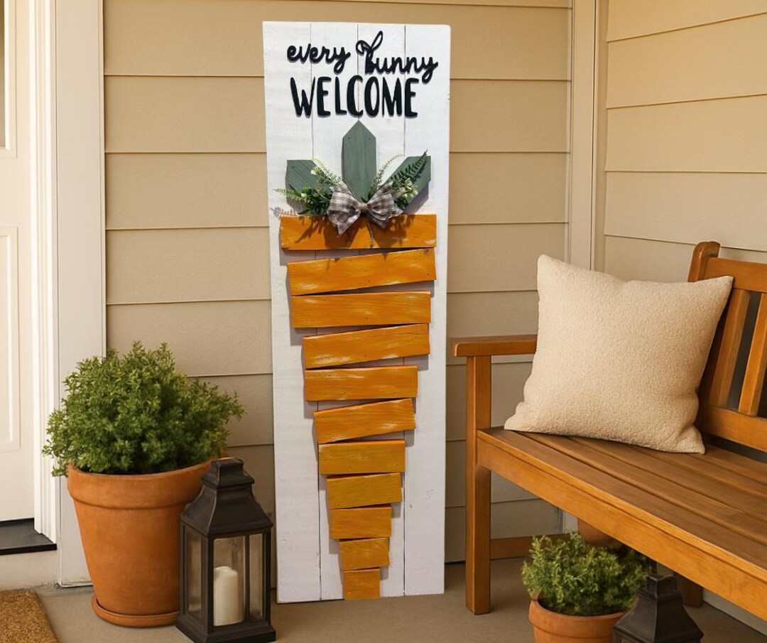Spring Porch Leaner Rustic Springtime Decor Every Bunny Welcome ...