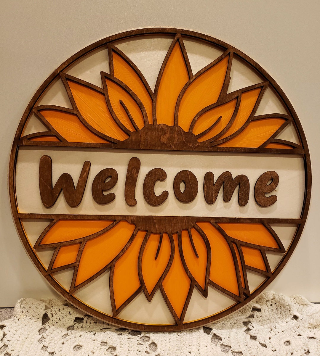 Sunflower Welcome Sign Floral Welcome Sign Door Hanger Sunflower Wall ...