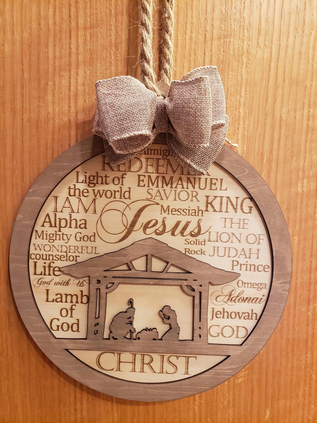 Laser Engraved Nativity Wall Sign: Names of God, Layered Wood Decor - Etsy
