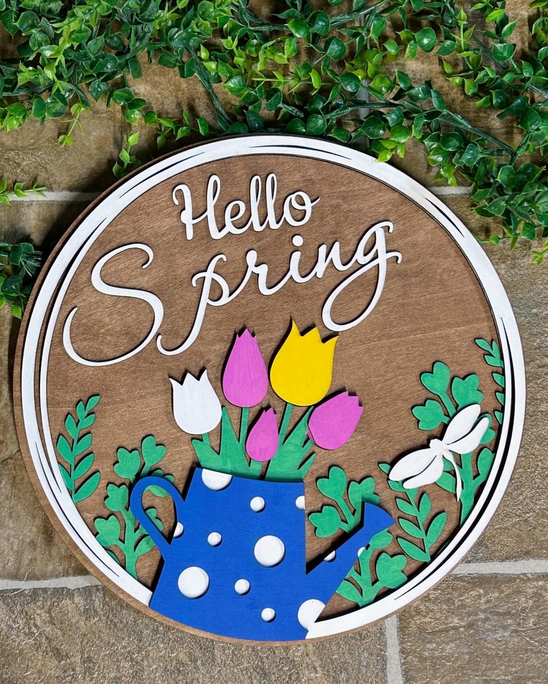 Spring Welcome Sign Hello Spring Door Hanger Spring Porch Decor Happy ...