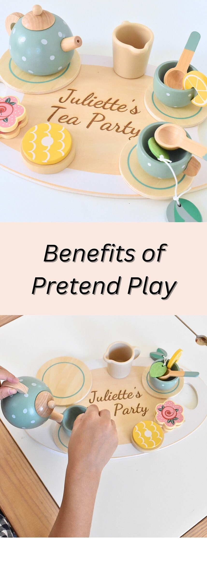 Personalized Wooden Toddler Afternoon Tea Play Set Birthday Gift ...