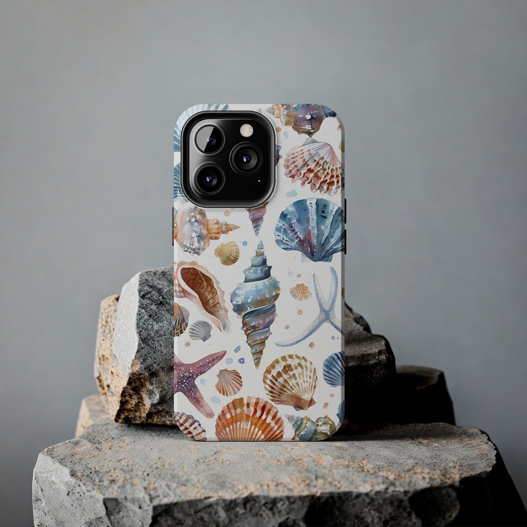 Seashell Collage iPhone Case Beach Phone Case Water Color Sea Shells Phone Case Tropical iPhone ...