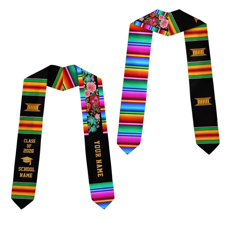 Personalized Kente Mexican Grad Stole, Afro-mexican Graduation Sash ...