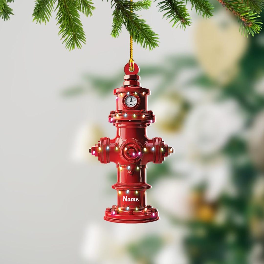 Personalized Fire Hydrant Ornament, Firefighter Christmas Ornament ...