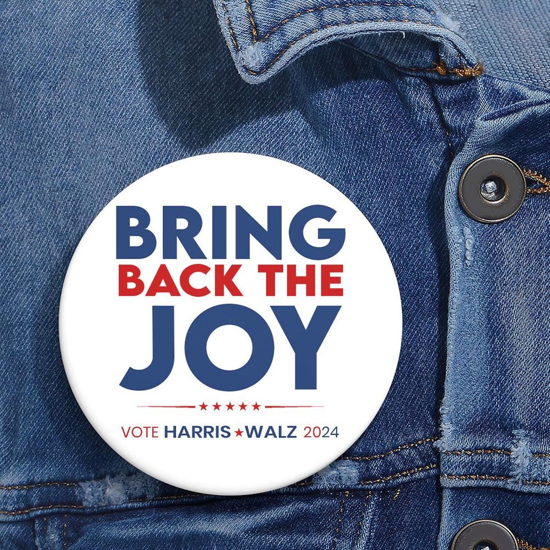 Harris Walz Bring Back the Joy 3 Pin Button, Democrat Pinback Button ...