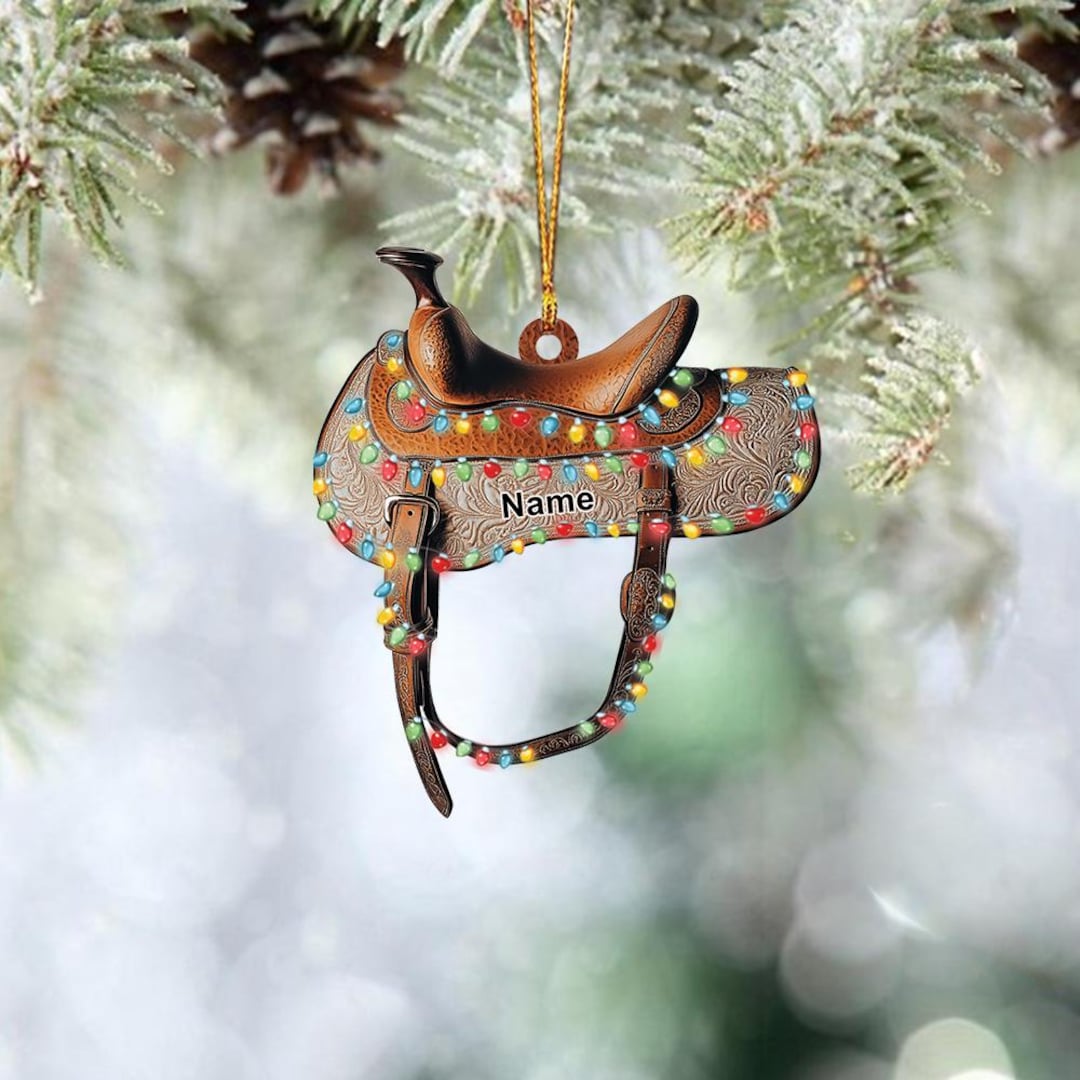 Personalized Horse Saddle Ornament, Horse Racing Christmas Ornament ...