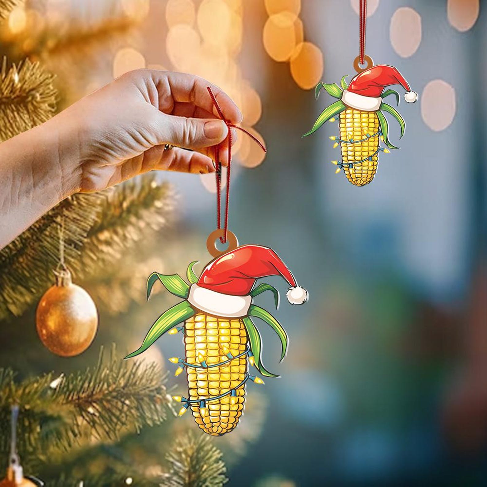 Sweet Corn Christmas Tree Ornament, Corn Car Ornament Decor, Corn Flat ...