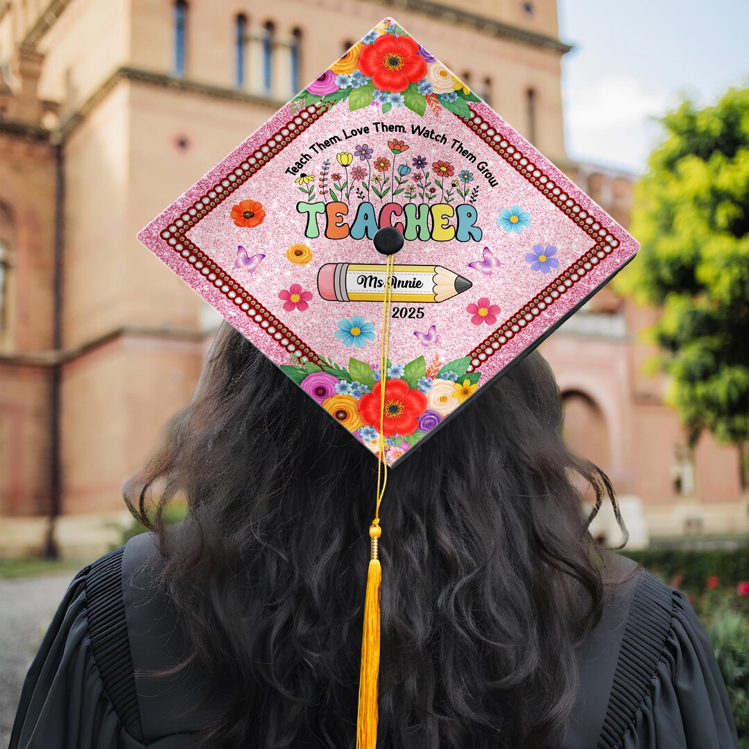 Personalized Teacher Graduation Cap Topper, Apple Teacher Class of 2026 ...