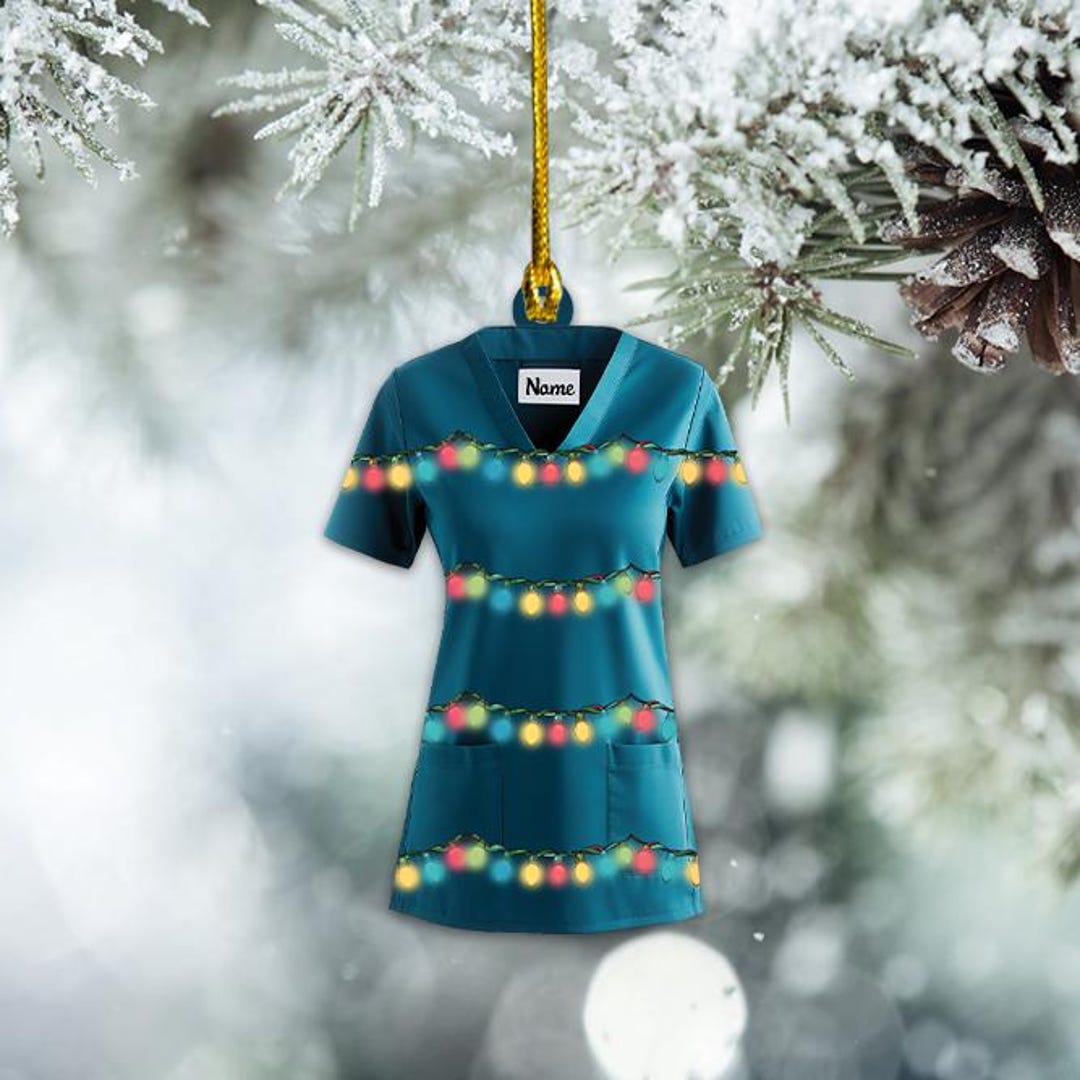 Personalized Nursing Scrubs Christmas Ornament, Nurse Uniform Christmas ...