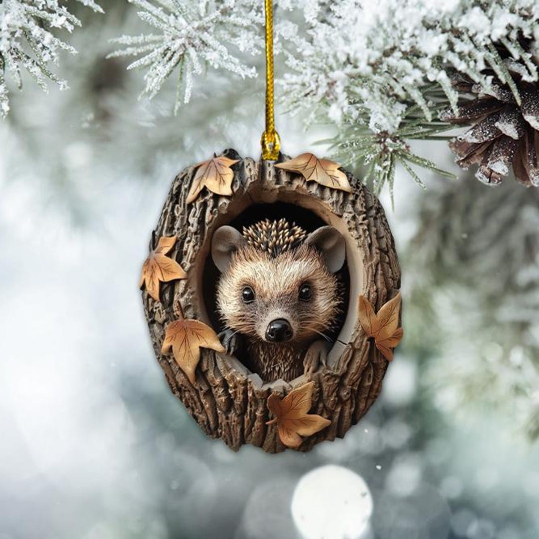 Hedgehog 2D Flat Ornament, Hedgehog Christmas Ornament, Hedgehog ...