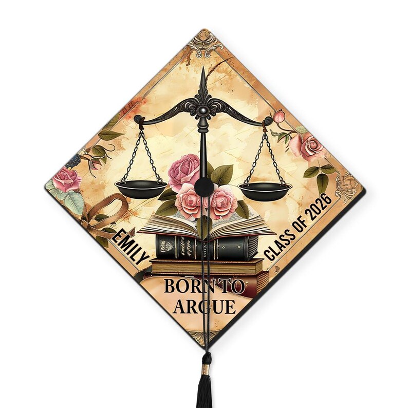 Personalized Born to Argue Graduation Cap Topper, Custom Law School ...