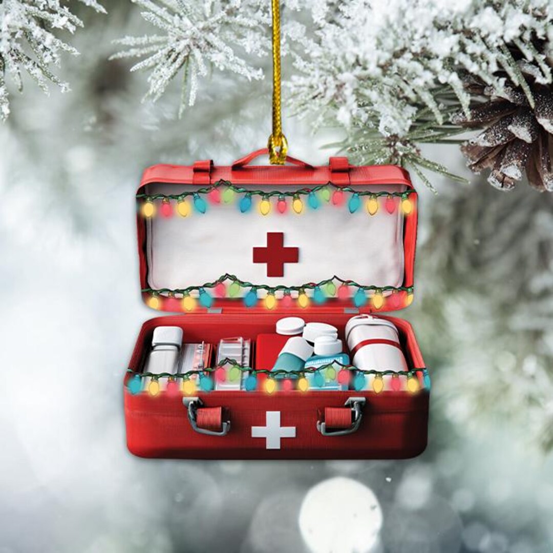 Personalized First Aid Bag Ornament, First Aid Kit Christmas Ornament ...