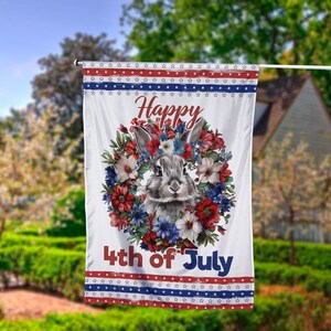 Rabbit Happy Independence Day Flag Double-sided Flag,rabbit 4th of July ...