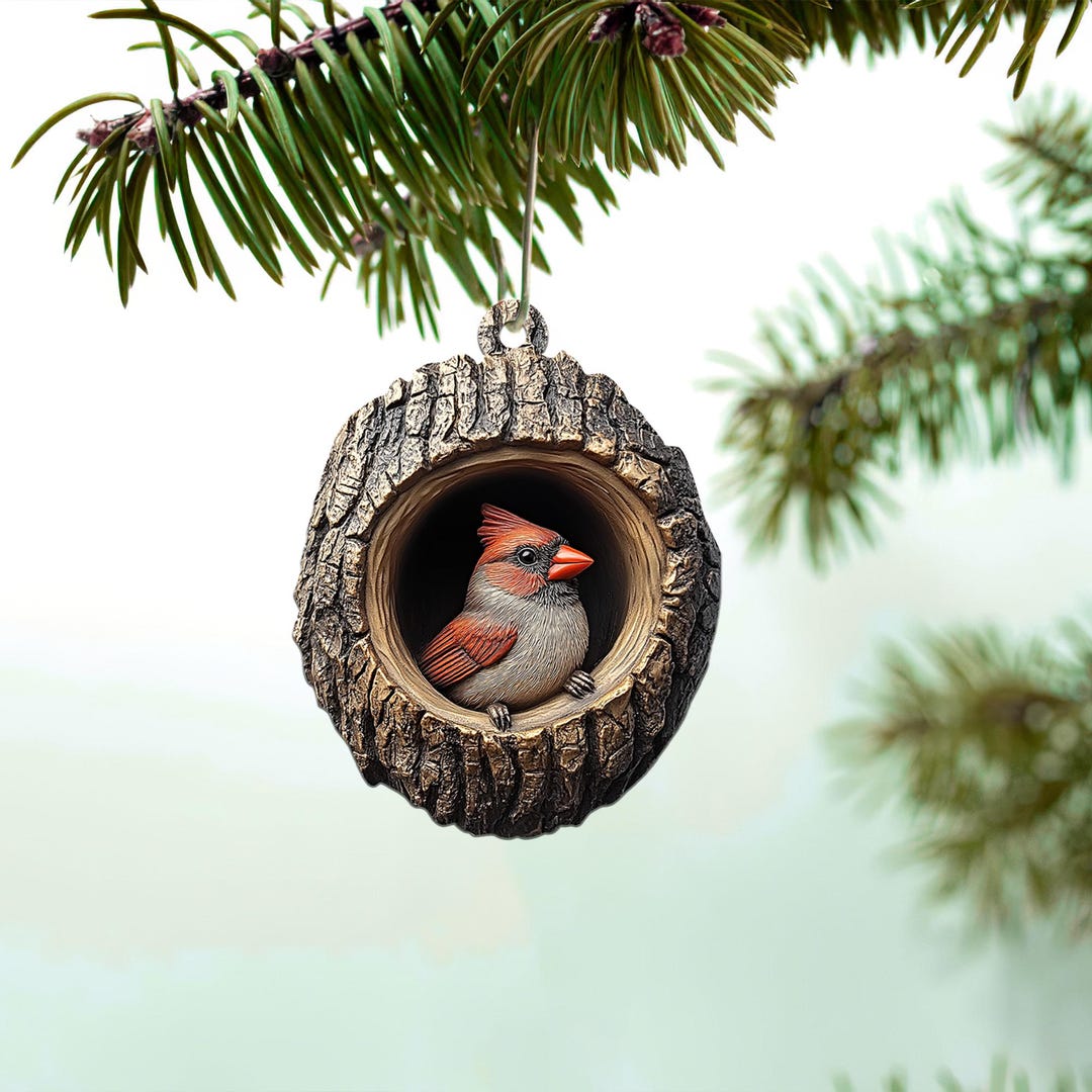 Red Cardinal 2D Flat Ornament, Red Cardinal Christmas Ornament, Red ...