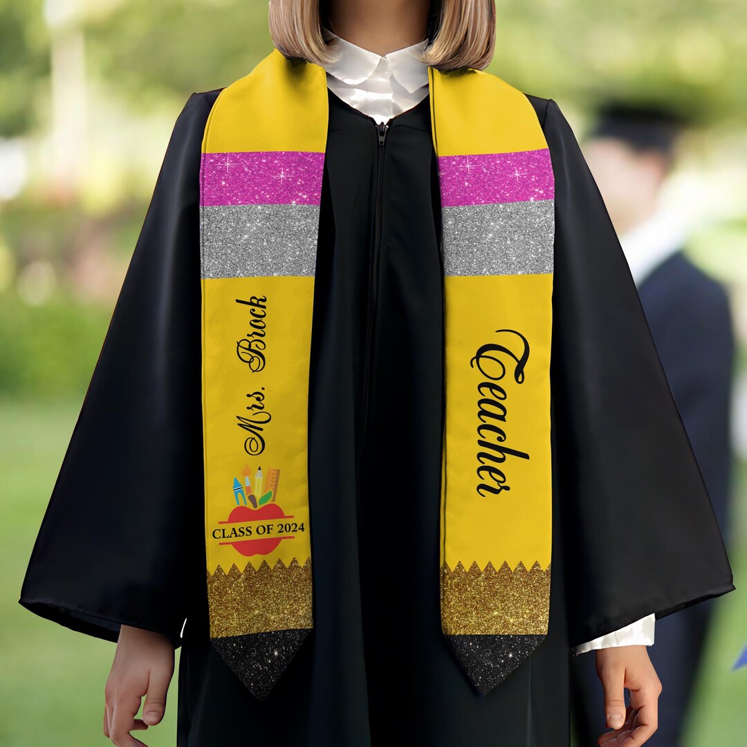 Personalized Teacher Stole, Custom Teacher Graduation Stole, Pencil ...