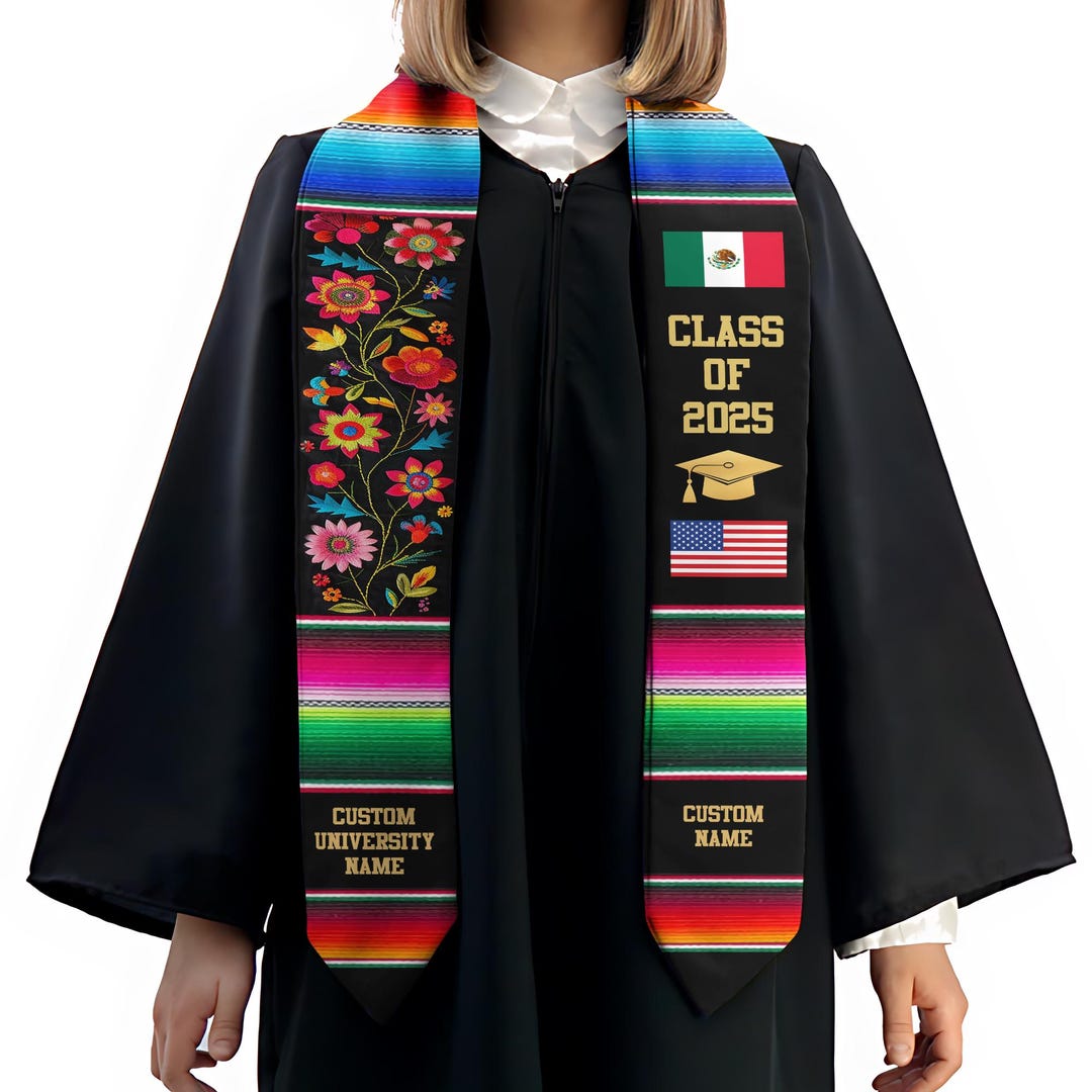 Personalized Mexican Graduation Stole, Class of 2025 Stole Sash ...