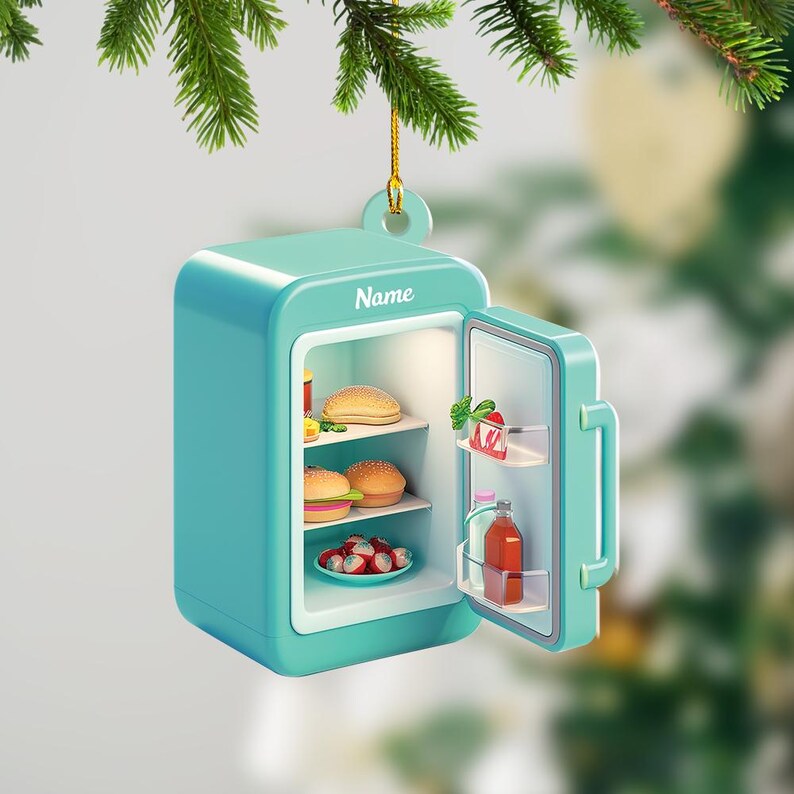 Custom Fridge Ornament, 2D Flat Mini Refrigerator Christmas Ornament ...