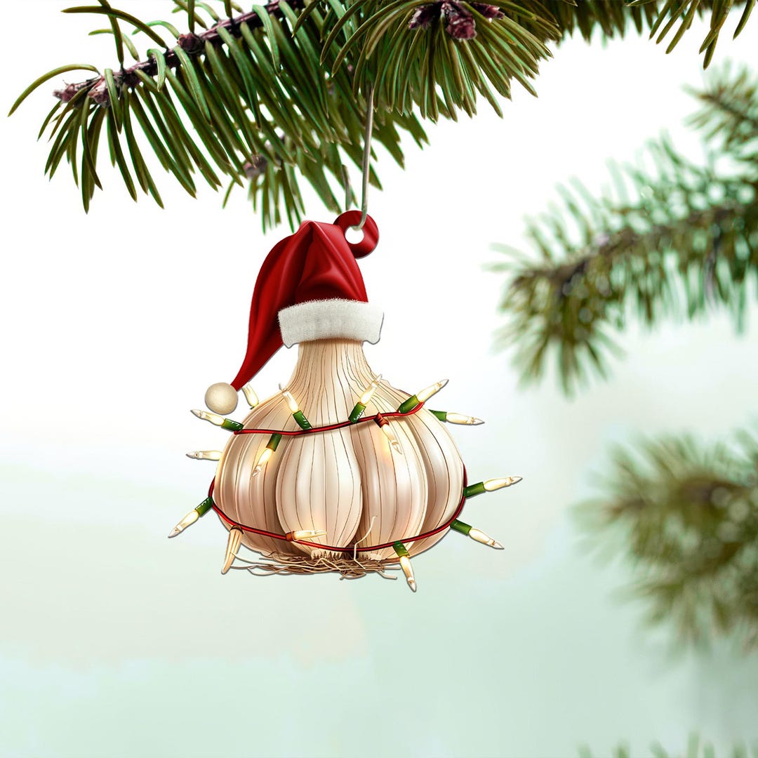Garlic Christmas Tree Ornament, Garlic Car Ornament, Garlic Flat ...