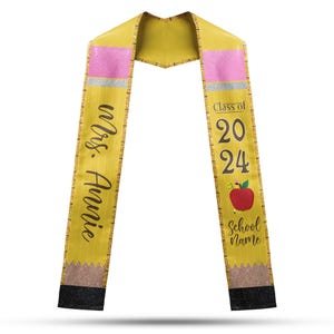Personalized Teacher Stole, Custom Teacher Graduation Stole, Pencil ...