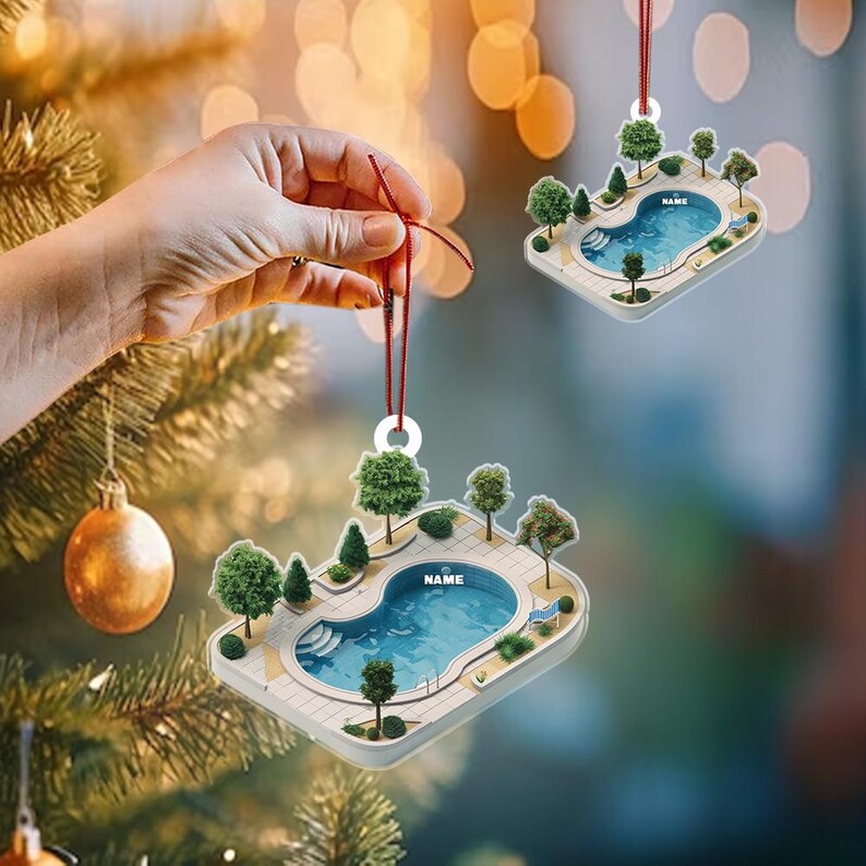 Personalized Swimming Pool Ornament, Swimming Pool Christmas Ornament ...