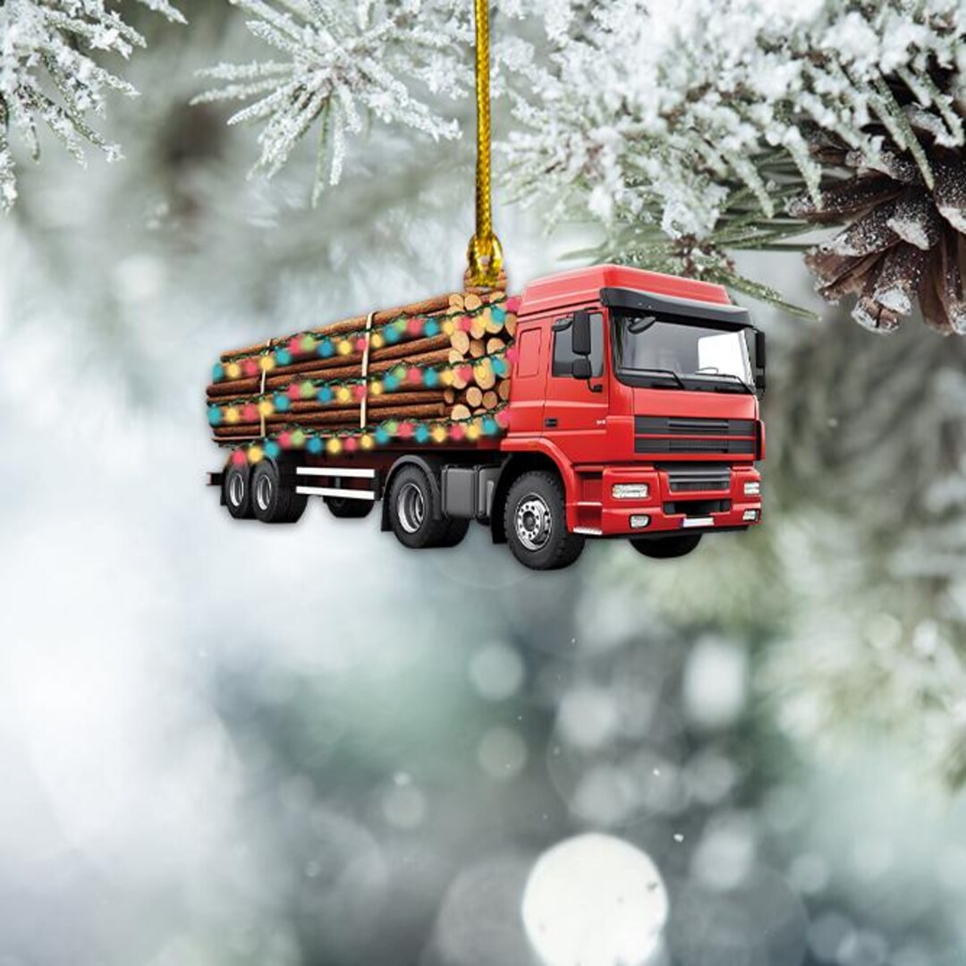 Personalized Log Truck Ornament, Log Truck Christmas Ornament, Truck ...