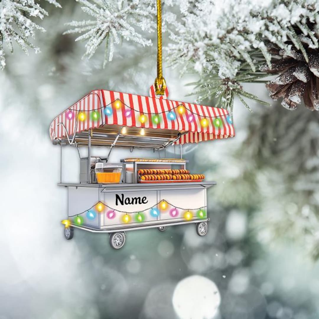 Personalized Hotdog Cart Christmas Ornament, Hotdog Counter Christmas ...