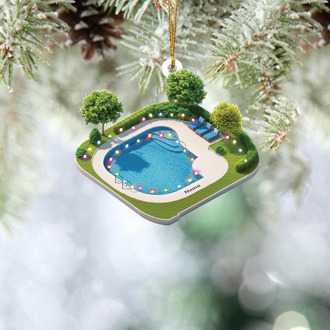 Personalized Swimming Pool Ornament, Swimming Pool Christmas Ornament ...