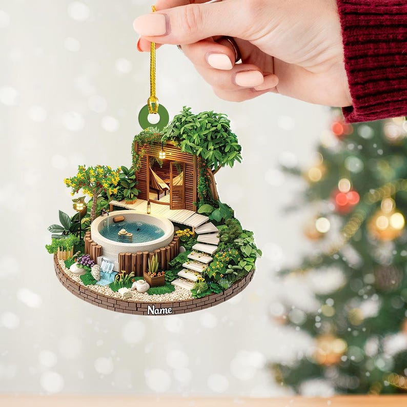 Personalized Jacuzzi Ornament, Spa 2D Flat Christmas Ornament, Hot Tub ...