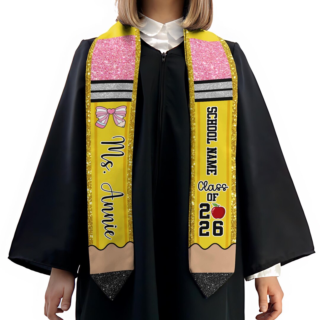 Personalized Teacher Stole, Custom Teacher Graduation Stole, Pencil ...
