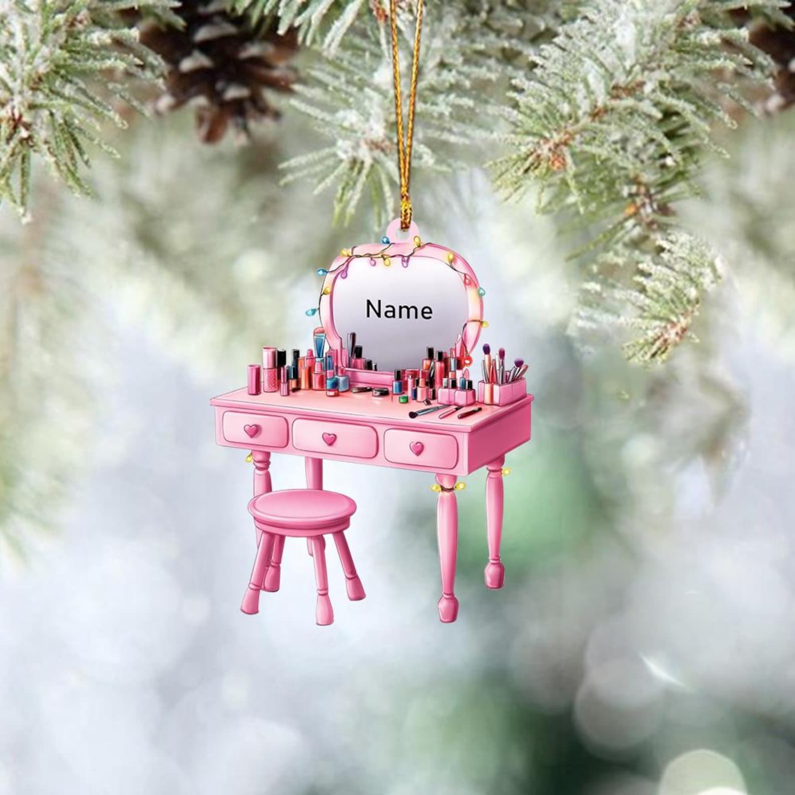 Custom Name Makeup Vanity Christmas Ornament, Cosmetic Christmas ...
